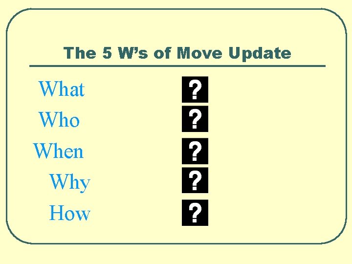 The 5 Ws of Move Update What Who