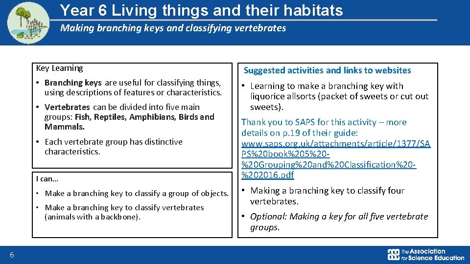 Year 6 Living things and their habitats Topic