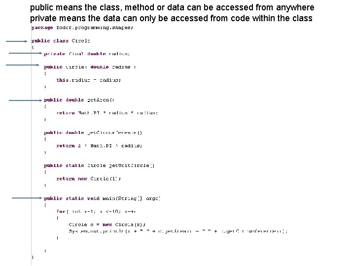 A Circle class in detail classes bring together