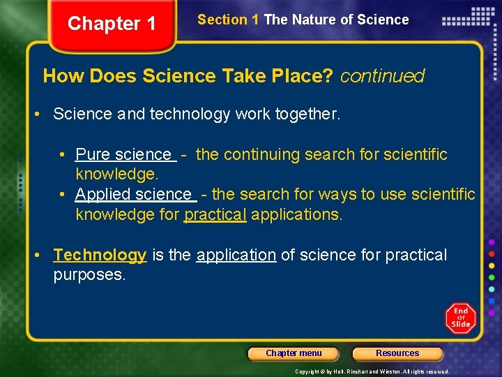 Chapter 1 Section 1 The Nature of Science