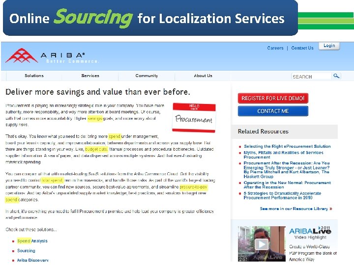 Online Sourcing for Localization Services Sourci Online Bidding
