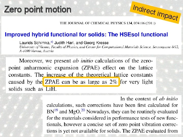 Role of vibrations in electronic structure Electronic structure