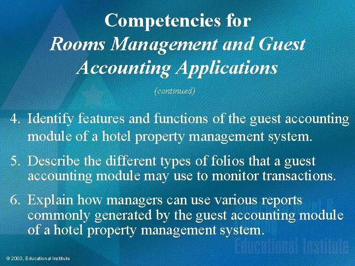 Chapter 4 Rooms Management and Guest Accounting Applications