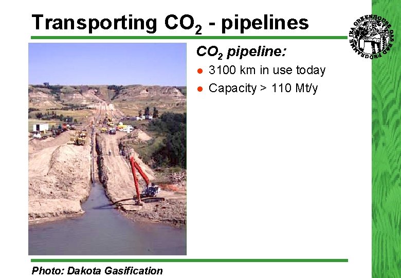 Technical options for placement of CO 2 in