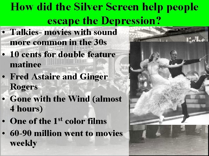 Culture During The Depression Section 10 3 Agenda