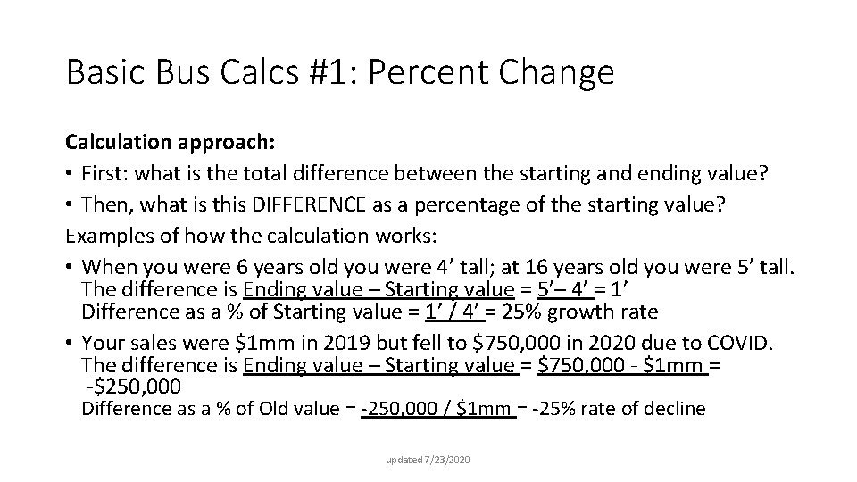 Basic Business Calculations for BUS 170 Fundamentals of