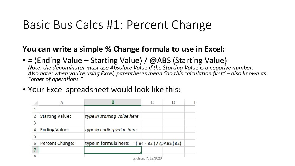 Basic Business Calculations for BUS 170 Fundamentals of