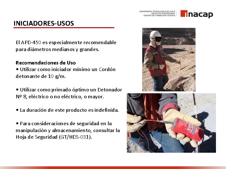 Iniciadores APD450 APD uphole Alberto Pinto M Explosivos