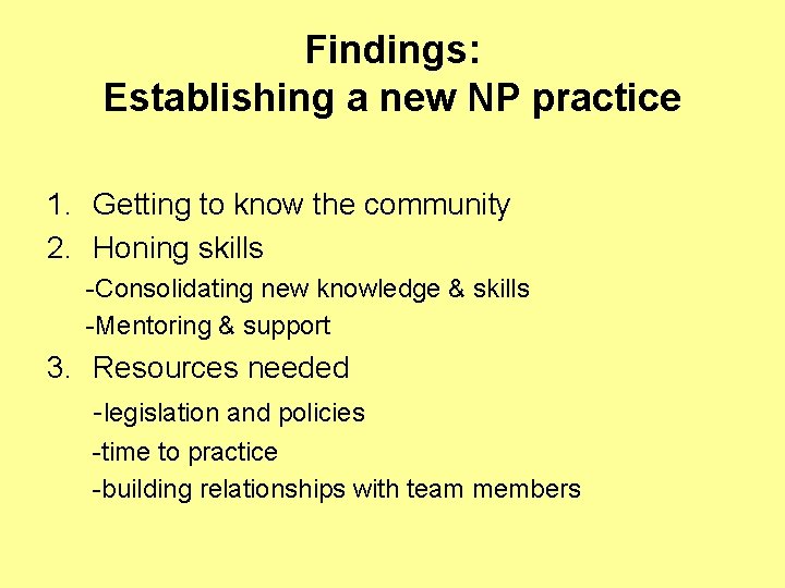 Carving Out a Place The Experience of Establishing