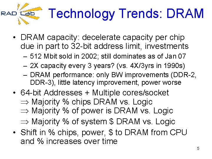 UC Berkeley Par Lab Technology Trends The Datacenter