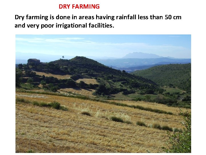 Different types of farming DRY FARMING Dry farming