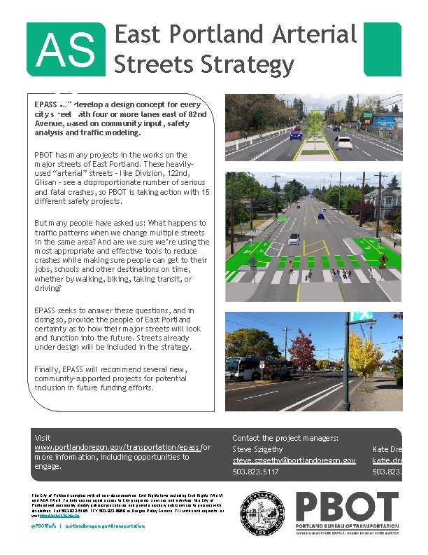 EP AS S East Portland Arterial Streets Strategy