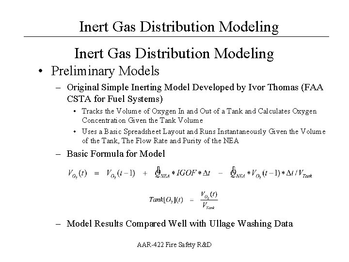 Modeling of Inert Gas Distribution in Commercial Transport