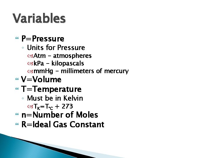 Unit 8 Behavior of Gases Table of Contents