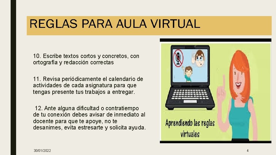 REGLAS PARA USO DE AULA VIRTUAL Docente Mara