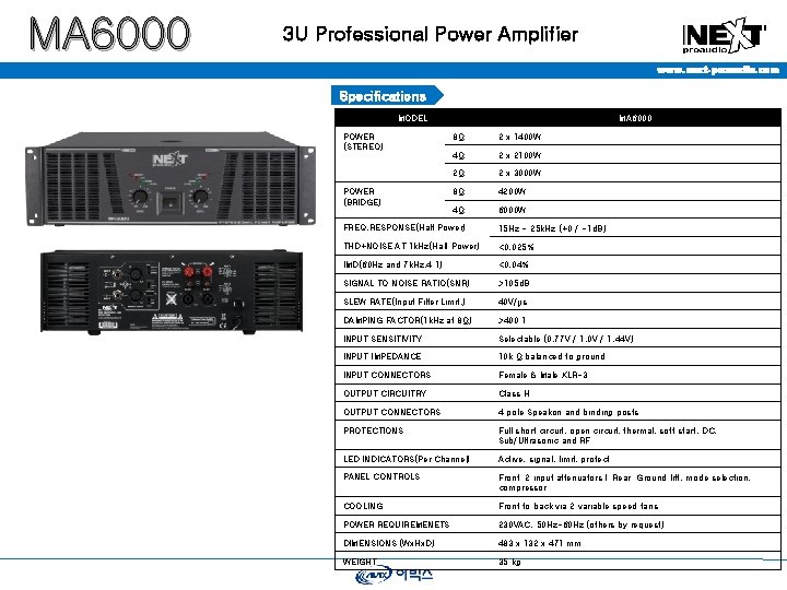 MA 6000 3 U Professional Power Amplifier www