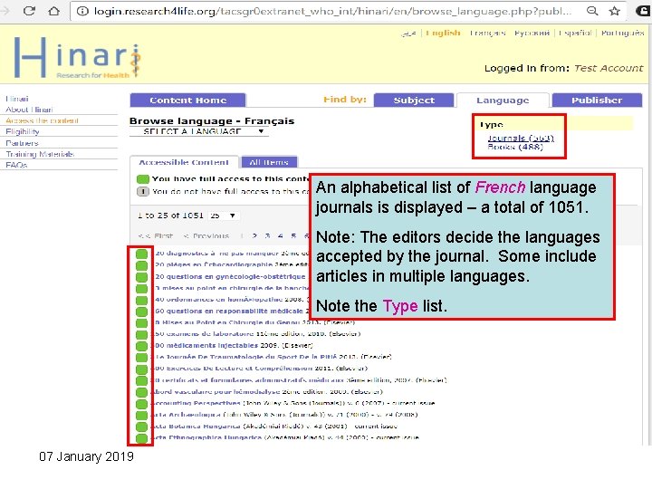 HINARI Portal Basic Course Module 3 Part B