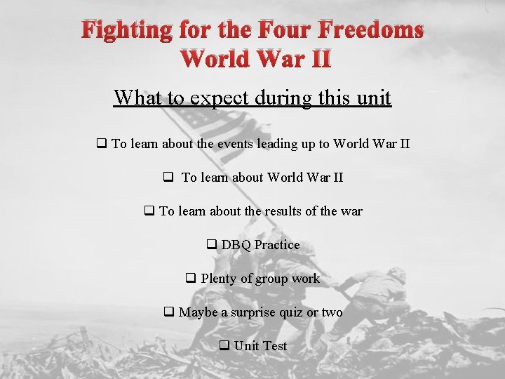Fighting for the Four Freedoms World War II