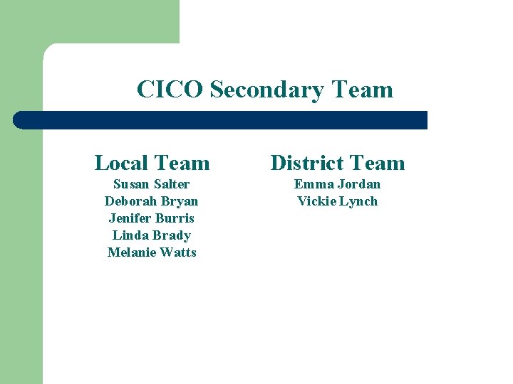 PBIS SECONDARY INTERVENTIONS Greenacres Middle School B U