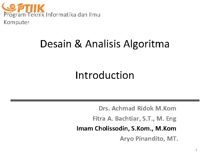 Program Teknik Informatika dan Ilmu Komputer Desain Analisis