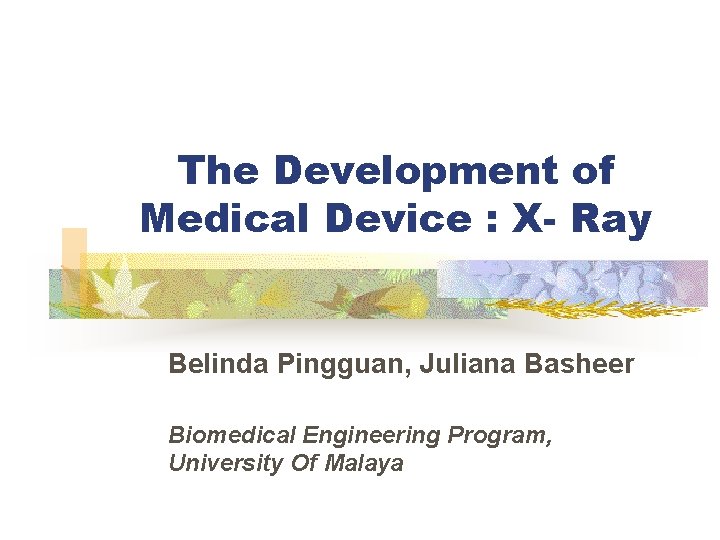 The Development of Medical Device X Ray Belinda