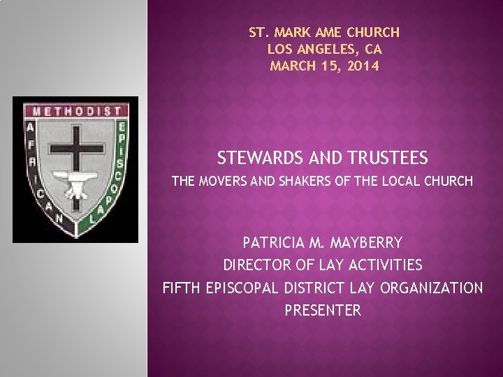 ST MARK AME CHURCH LOS ANGELES CA MARCH