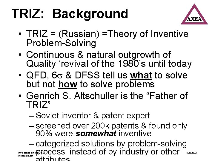 LCEA SixSigma 6 for Managers The Concept Method