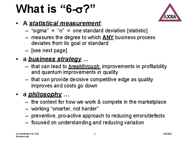 LCEA SixSigma 6 for Managers The Concept Method