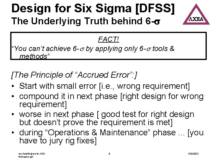 LCEA SixSigma 6 for Managers The Concept Method