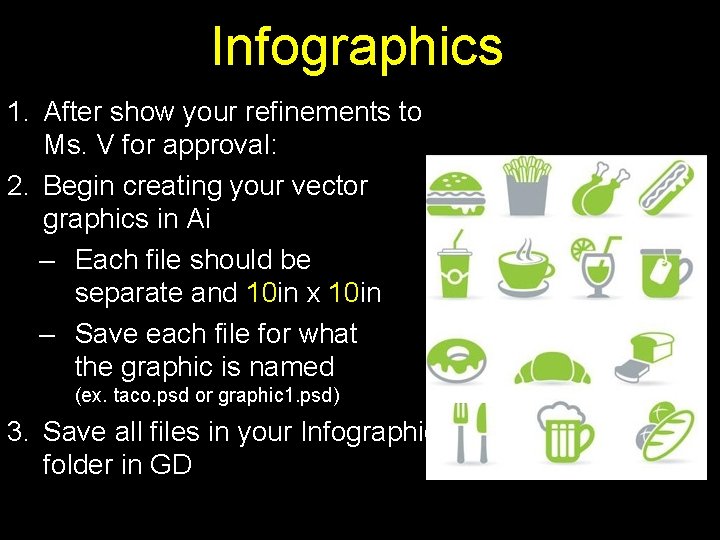 Infographics You will be creating an infographic that