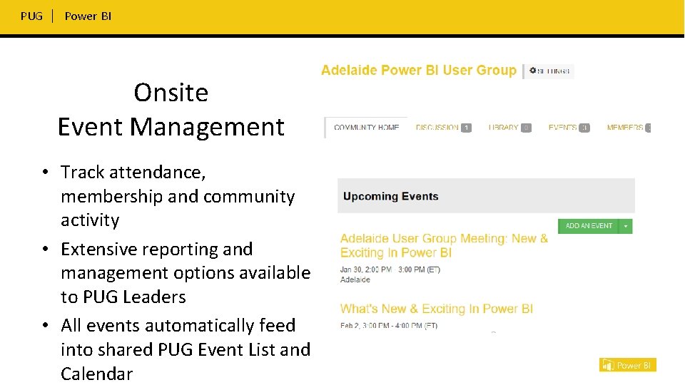 PUG Power BI By attending the end of