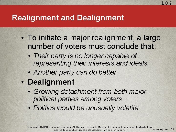 7 Political Parties Copyright 2018 Cengage Learning All