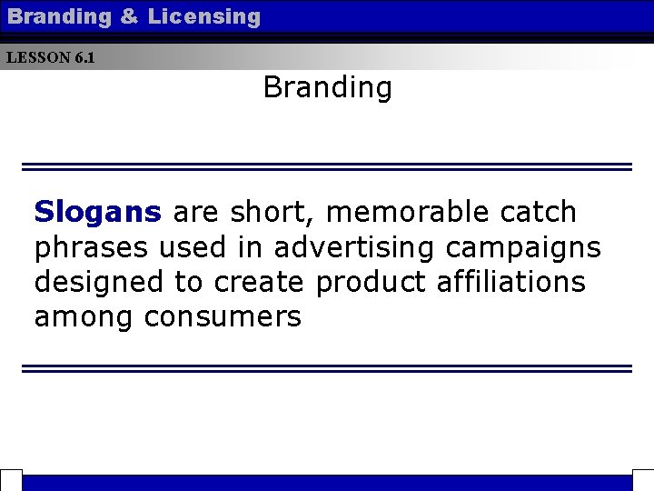 Lesson 6 1 Branding Copyright 1999 Prentice Hall