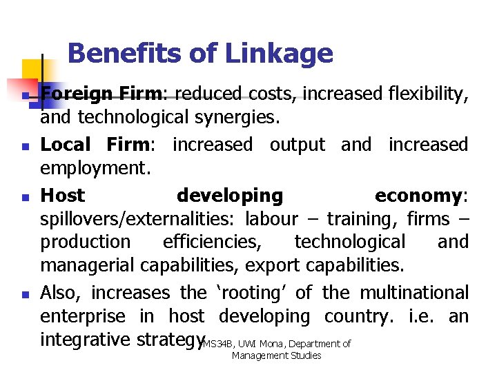 International Management MS 34 B Business Linkage Creation