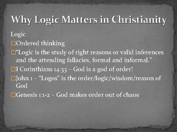 Logical Reasoning Thinking Tentmakers VA Beach February 2011