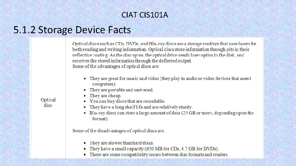 CIAT CIS 101 A Storage CIAT CIS 101