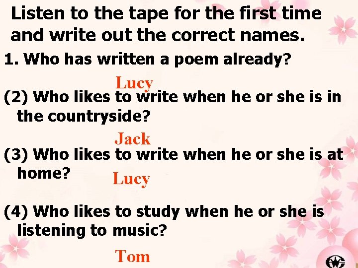 6 Unit 2 Poems Listening and speaking Dictation