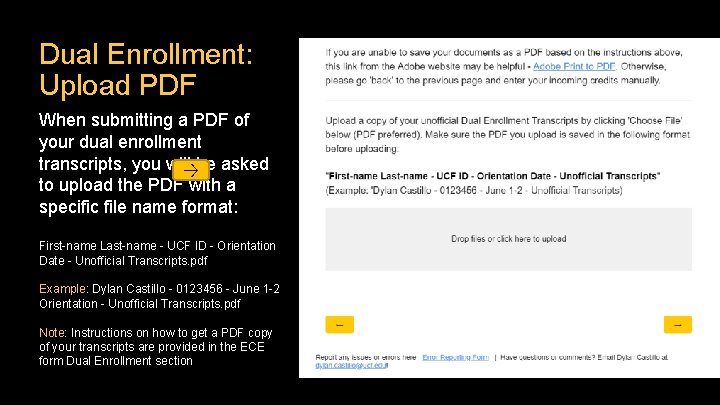 University of Central Florida Expected Credit Evaluation Form