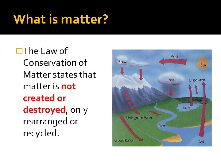 The Carbon Cycle What is matter Matter is