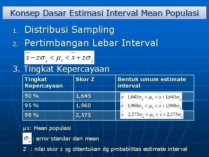 PENDUGAAN PARAMETER Pendugaan n n Untuk mendapatkan gambaran