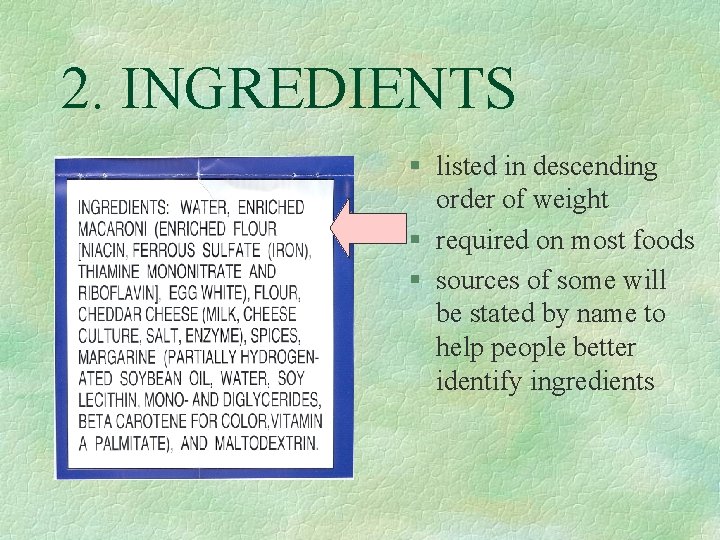 THE FOOD LABEL Why a it is a