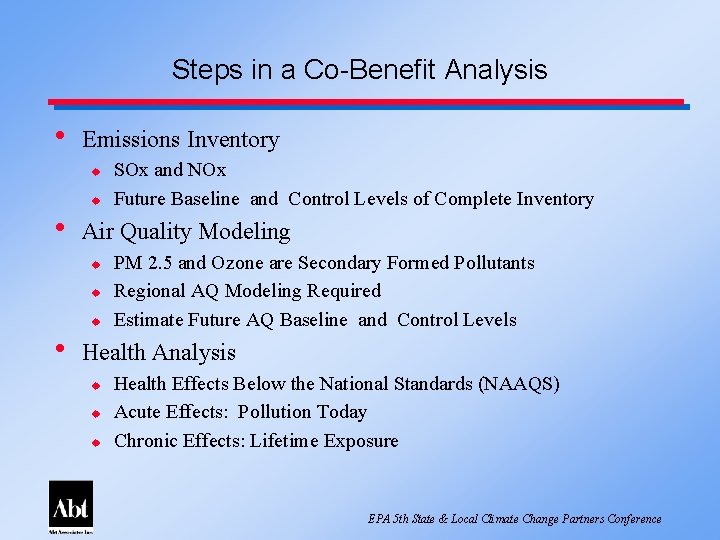 The Multiple Benefits of Reducing Greenhouse Gases Leland