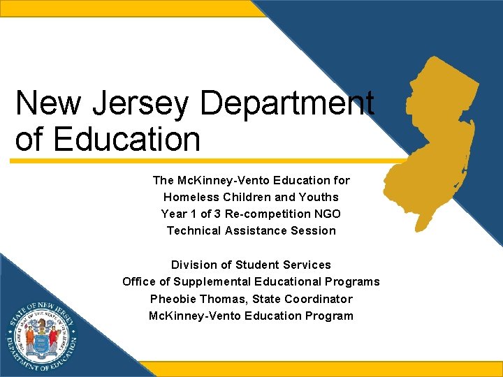 New Jersey Department of Education The Mc KinneyVento