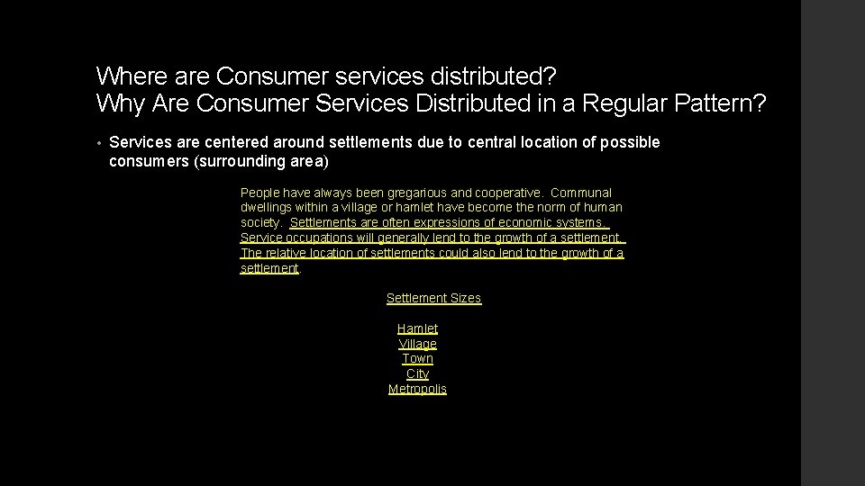 Unit 7 Urbanization Part I Services Settlements and