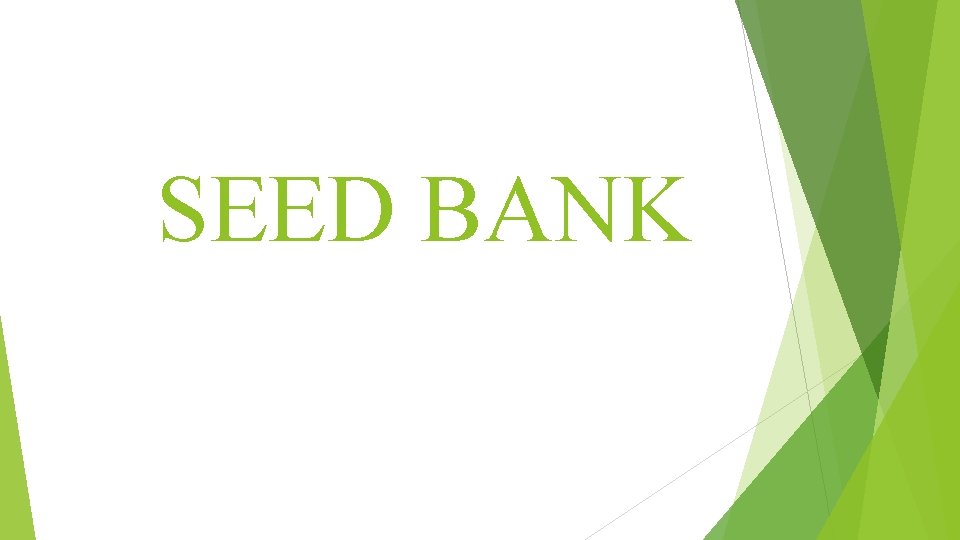 SEED BANK introduction Seed bank stored seeds as