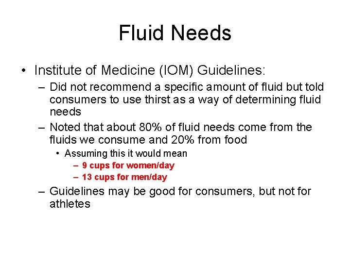 Fluids and Rehydration Our Biggest Problem in Swimming