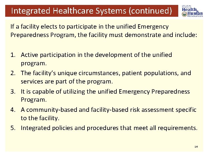 Emergency Preparedness Requirements PJ Cooper Life Safety Program