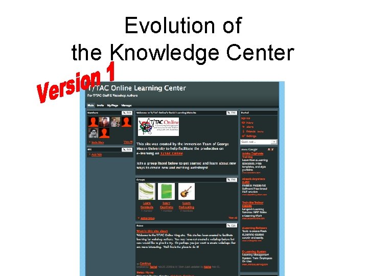 Evolution of the Knowledge Center Evolution of the