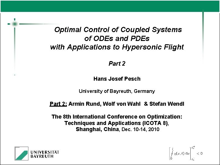 Optimal Control of Coupled Systems of ODEs and