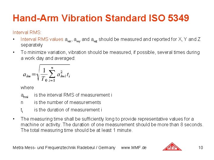 Human Vibration Introduction Legislation and Standards Metra Mess